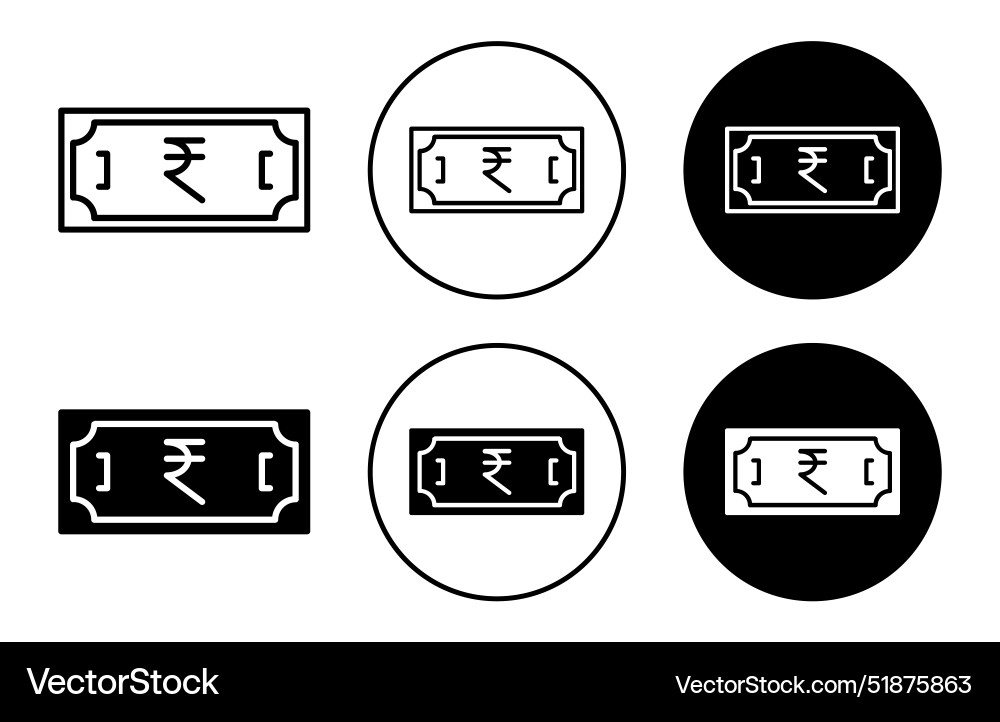 Rupee icon outline flat Royalty Free Vector Image
