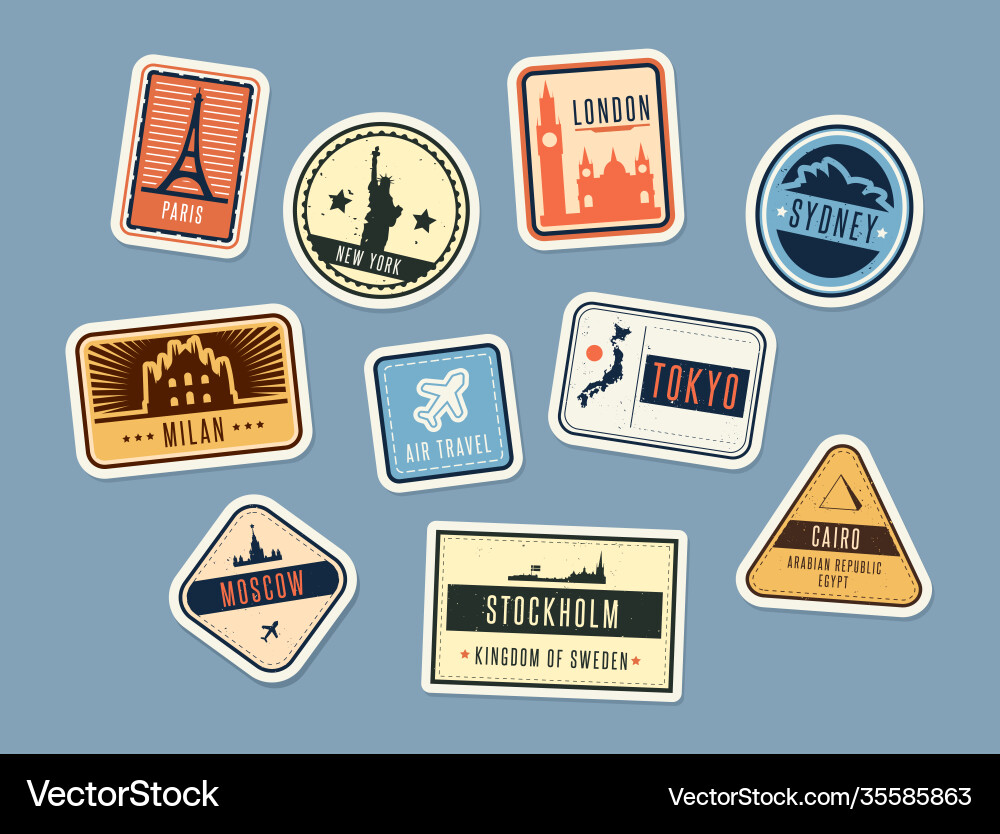 Travel badges set Royalty Free Vector Image - VectorStock