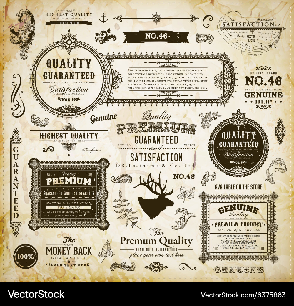 Vintage Label Set Lizenzfreies Vektorbild - VectorStock