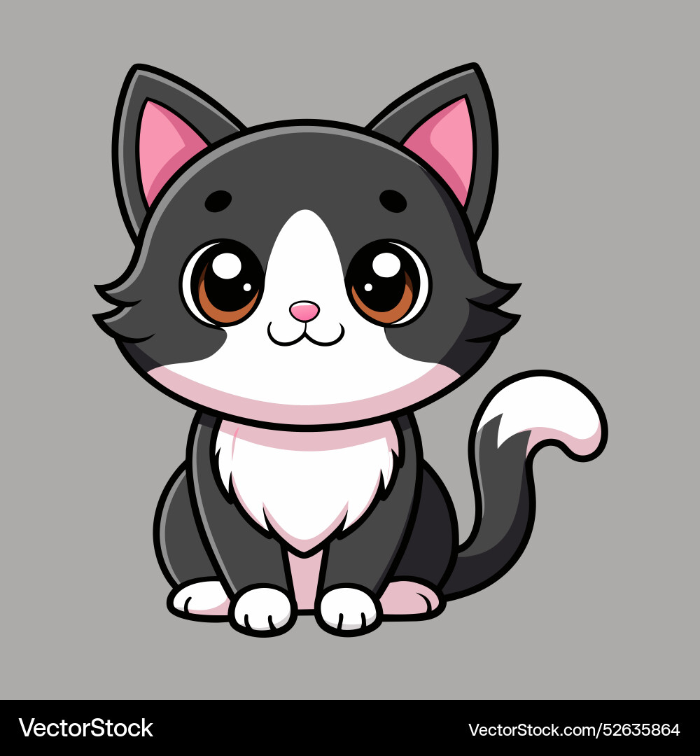 A cartoon style cute adorable kitty sitting Vector Image