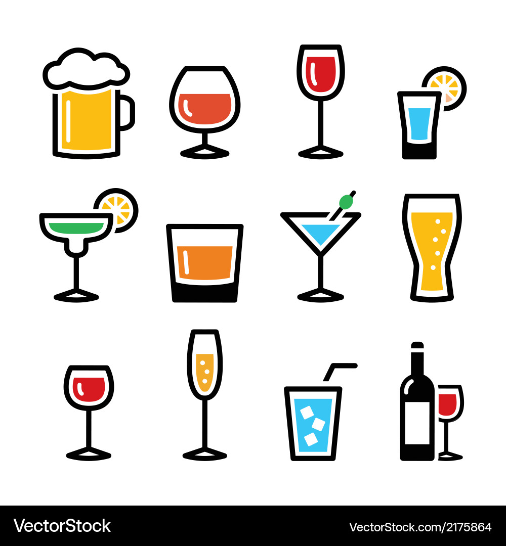 Alcohol Drink Icons Set Royalty Free Vector Image