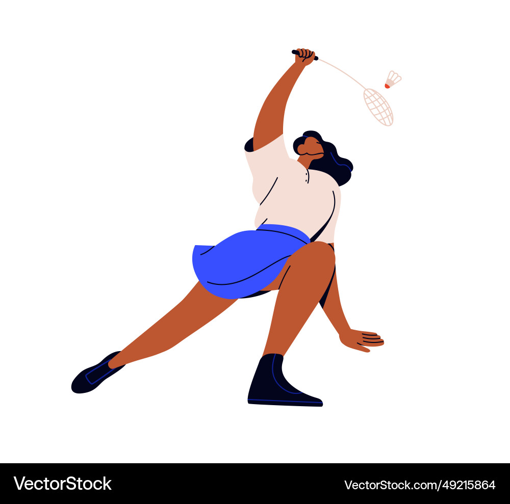 Badminton player hitting shuttlecock with racket Vector Image