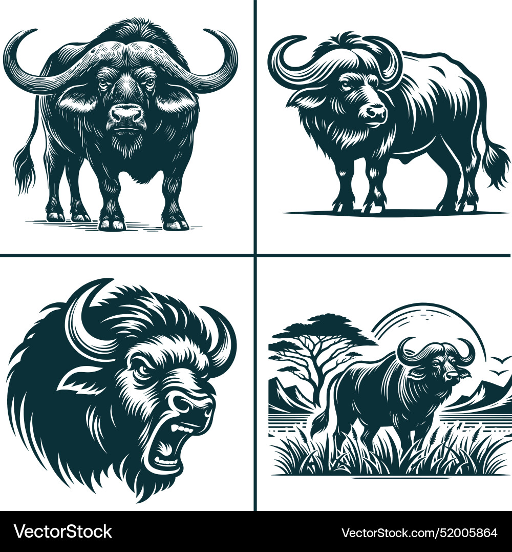 Bison buffalo silhouette svg filesbuffalo Vector Image