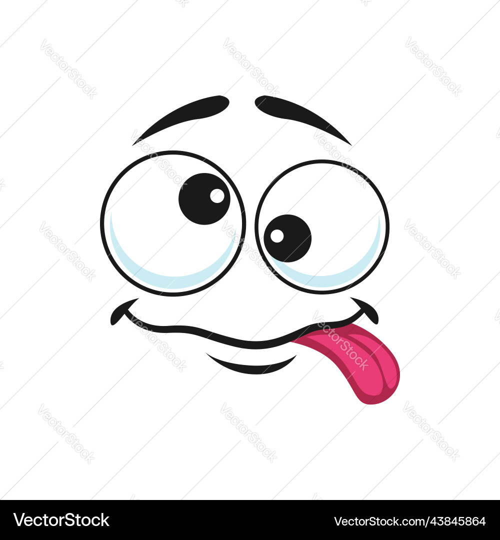 Cartoon exhausted face funny emoji tongue Vector Image Cartoon exhausted face funny emoji tongue Vector Image