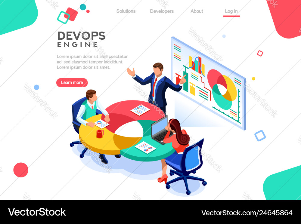 Devops infographic isometric Royalty Free Vector Image