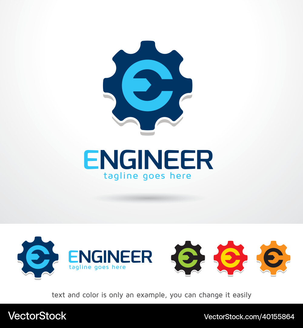 Letter e gear logo template Royalty Free Vector Image