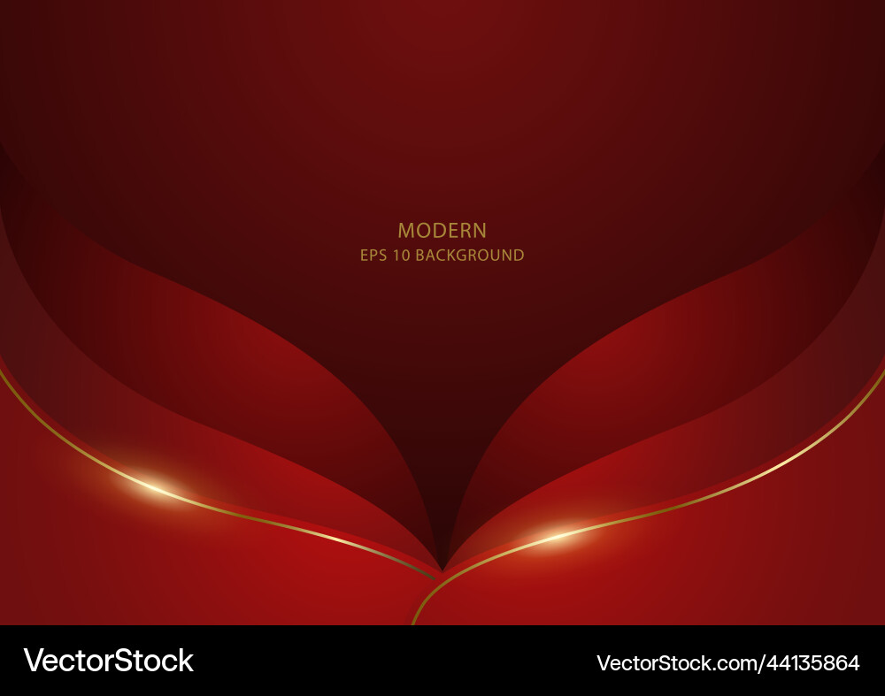 Luxury red curved shape with golden line Vector Image