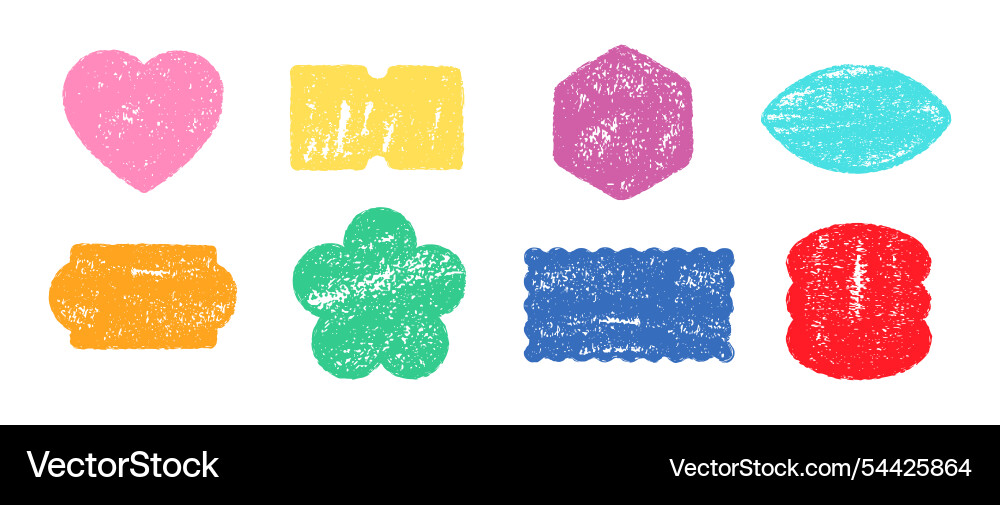 Pencil color squiggle retro stickers set Vector Image