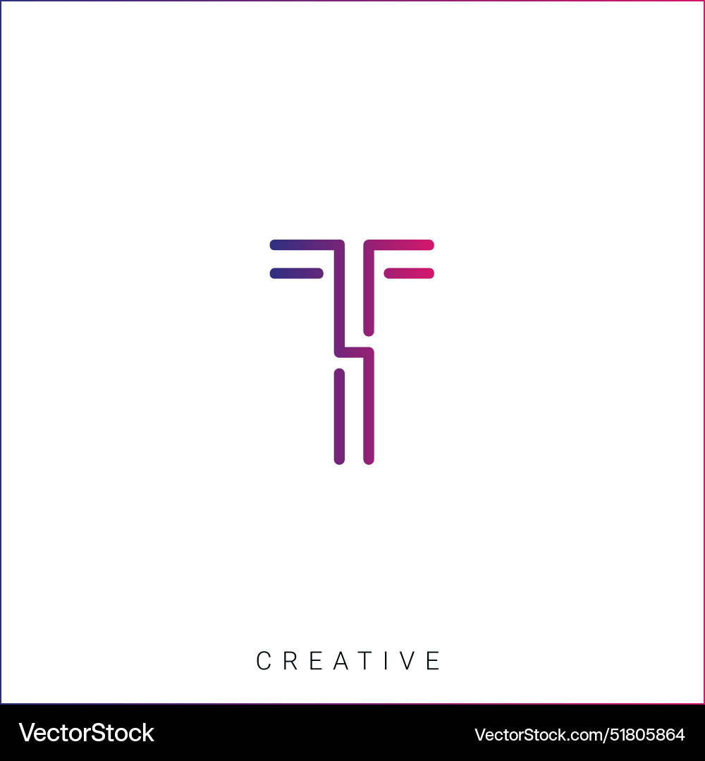 T creative latter logo design by custom branding Vector Image