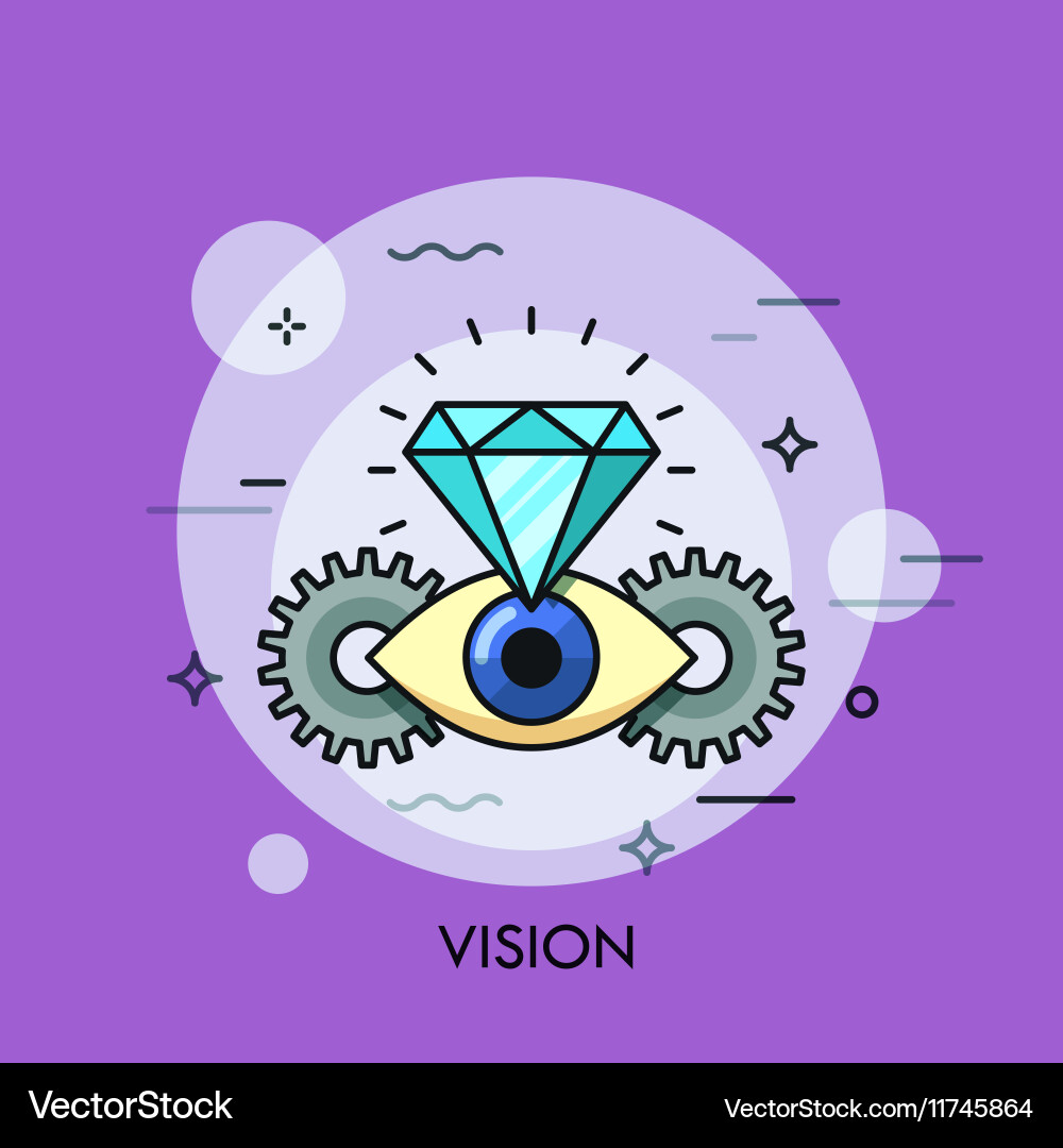 Thin line flat design icon of company vision Vector Image