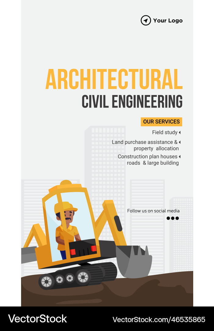 Architectural civil engineering portrait template Vector Image