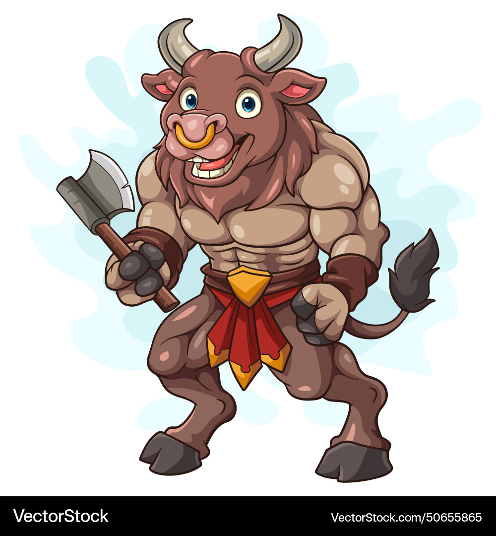 Cartoon minotaur on white background Royalty Free Vector