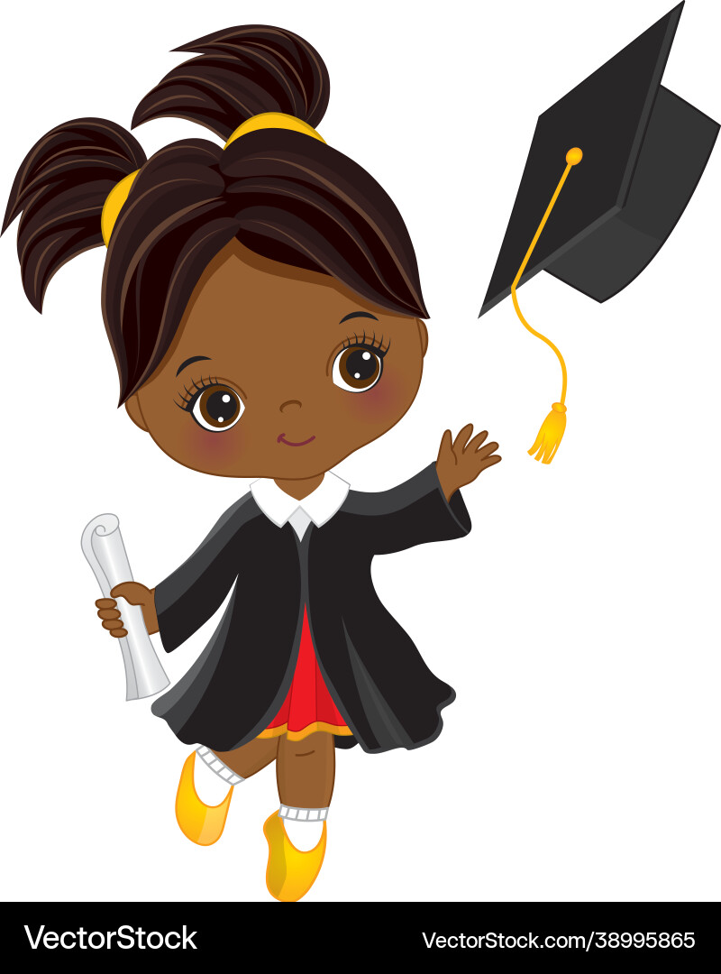 Cute Black Girl Graduation Royalty Free Vector Image