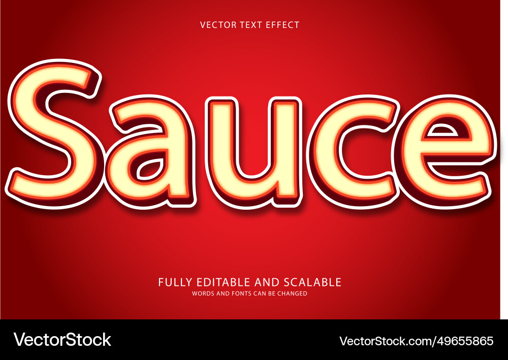 Editable text effect sauce style Royalty Free Vector Image