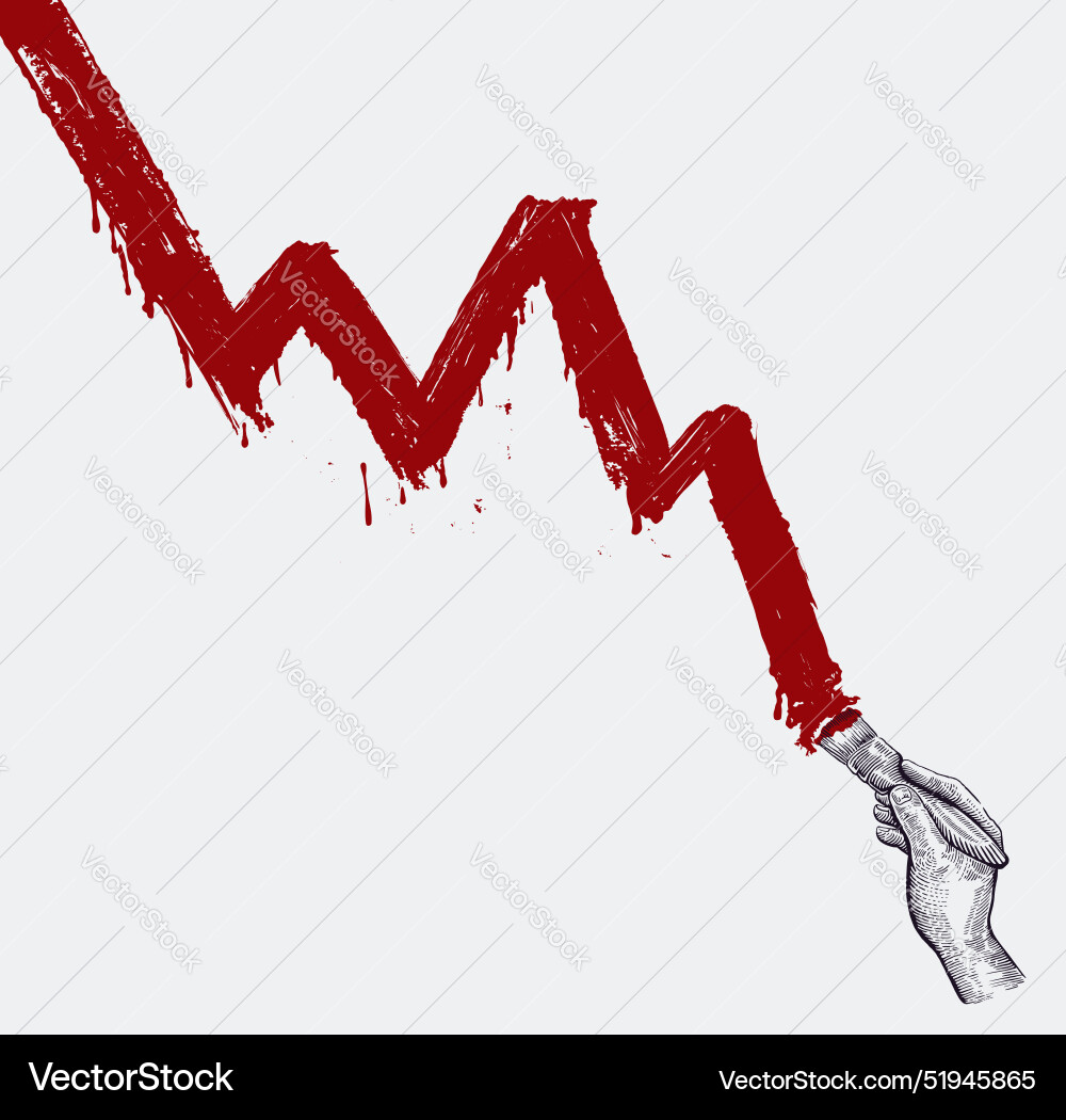 Hand draws the conditional line of crisis Vector Image