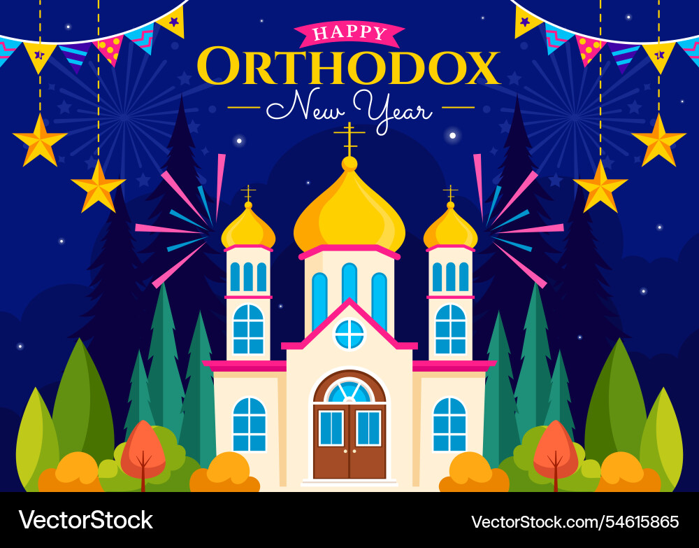 Happy orthodox new year celebrated on january 14 Vector Image