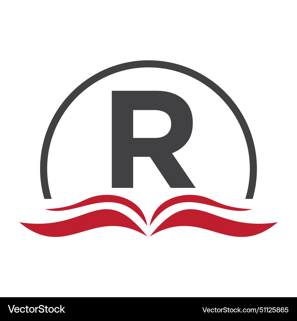 Letter r education logo book concept training Vector Image