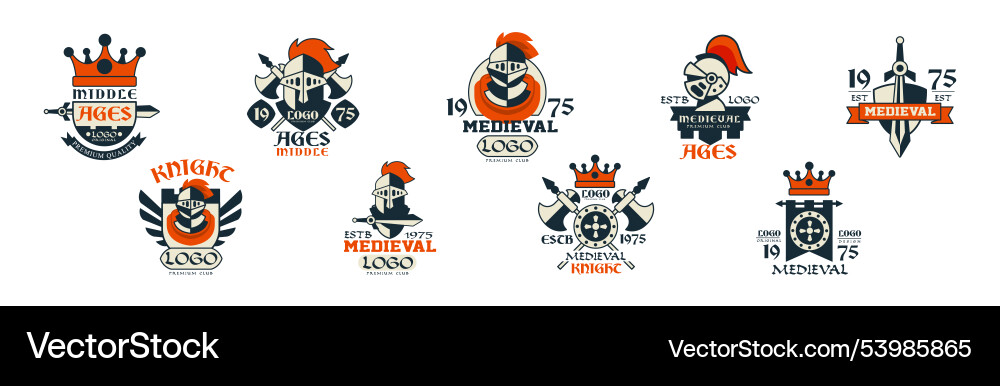 Middle ages logo design and medieval emblem Vector Image