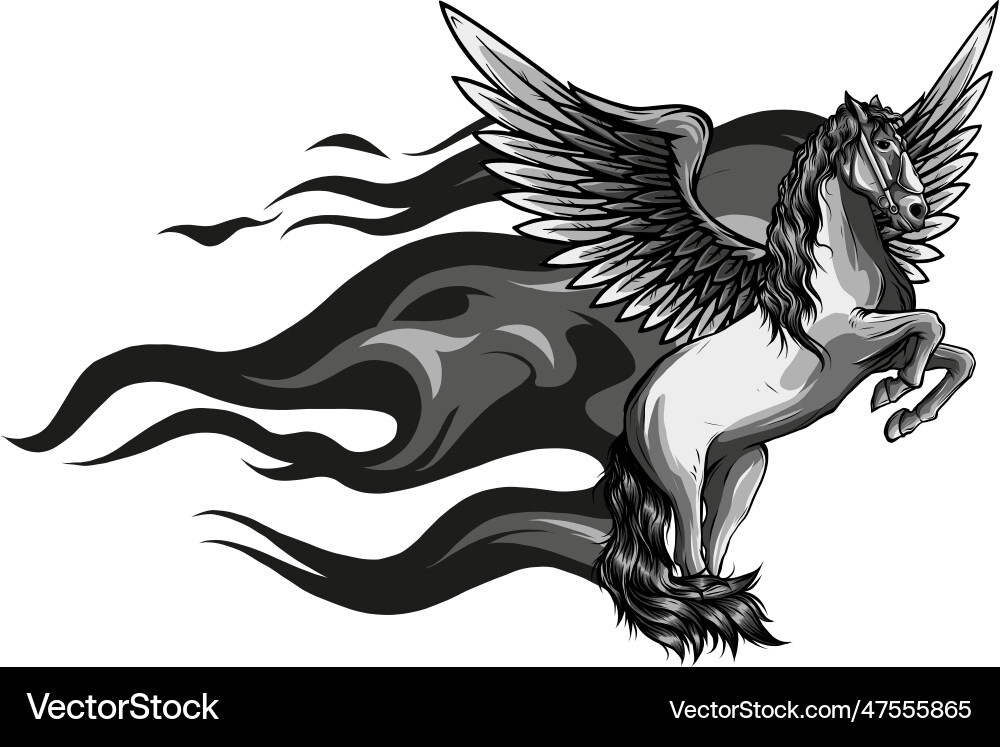 Black Flying Horse Free Picture: Mythology Black Pegasus Horse With