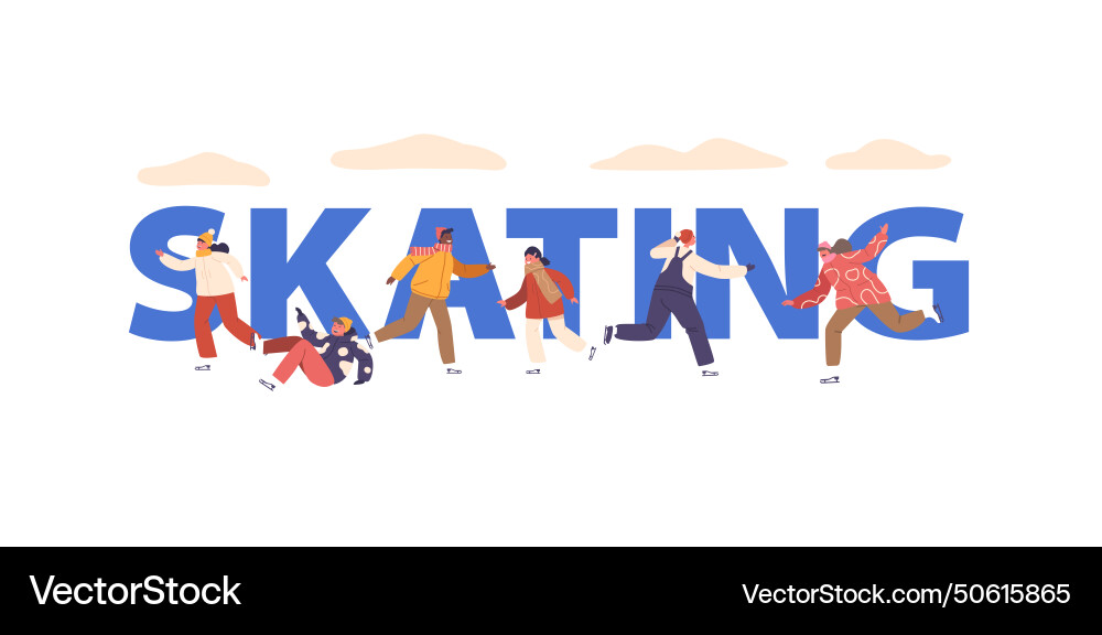 Poster with children characters glide across Vector Image