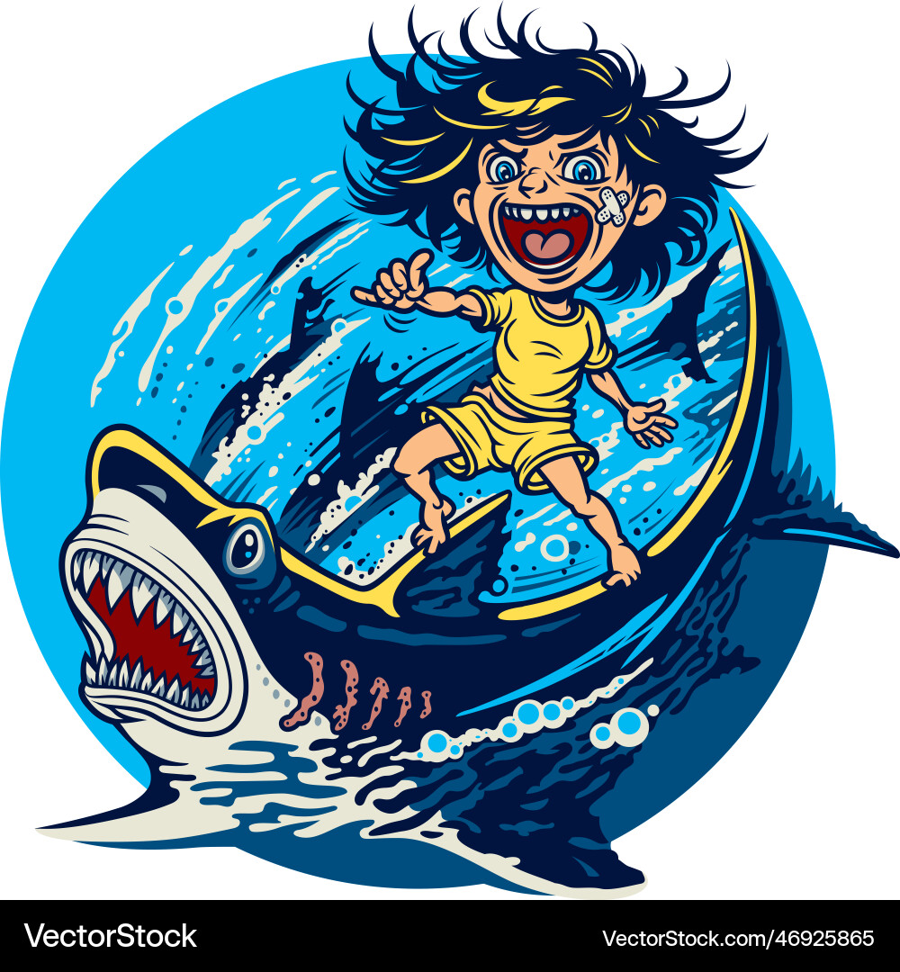Shark rider Royalty Free Vector Image - VectorStock
