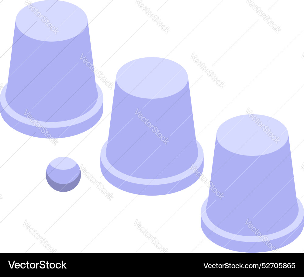Shell game with ball hiding under one of them Vector Image