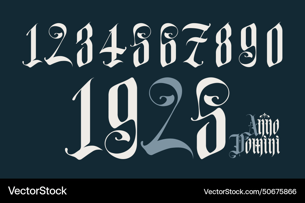 Arabic numerals from 0 to 9 a gothic style Vector Image