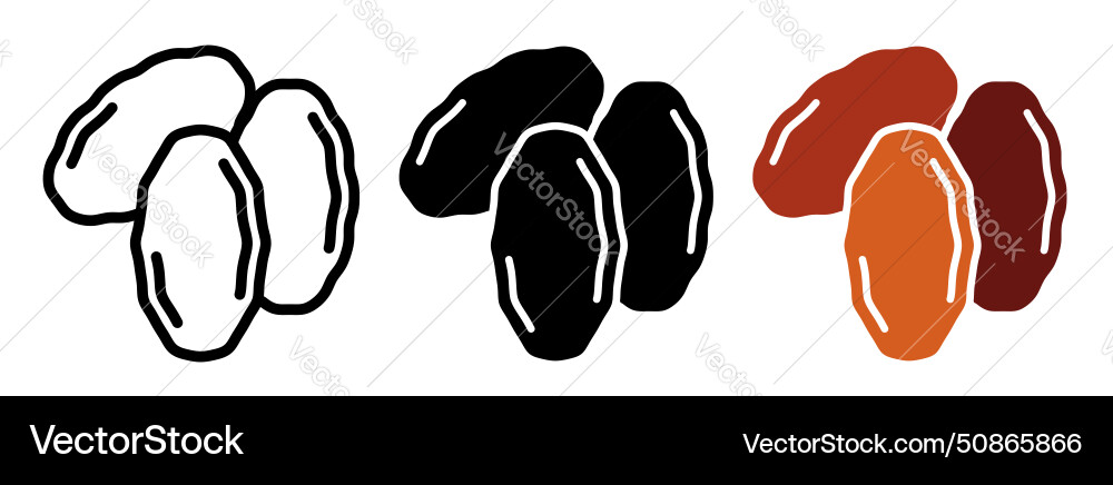 Date fruit icon set date fruit palm tree symbol Vector Image