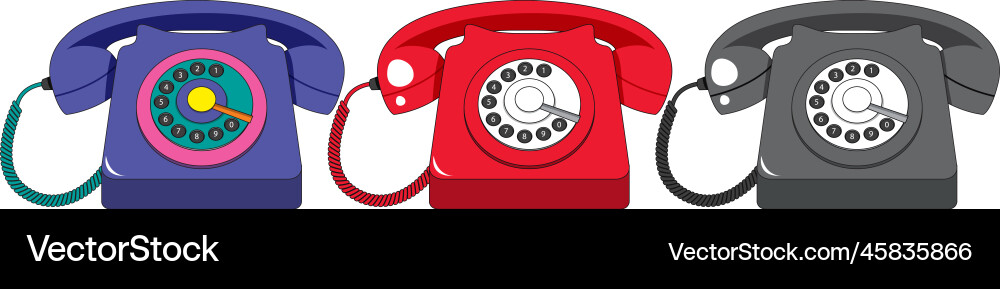 Different telephones isolated set Royalty Free Vector Image