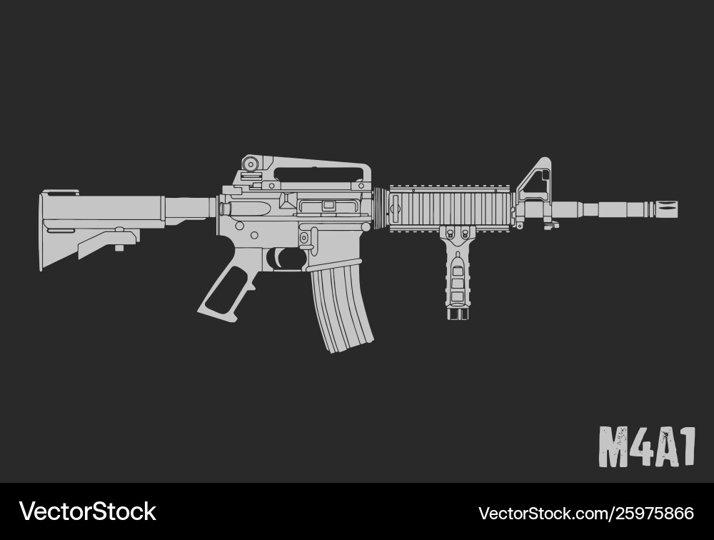 M4a1 flat Royalty Free Vector Image - VectorStock