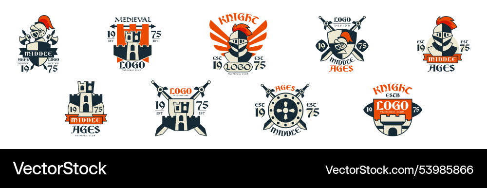Middle ages logo design and medieval emblem Vector Image