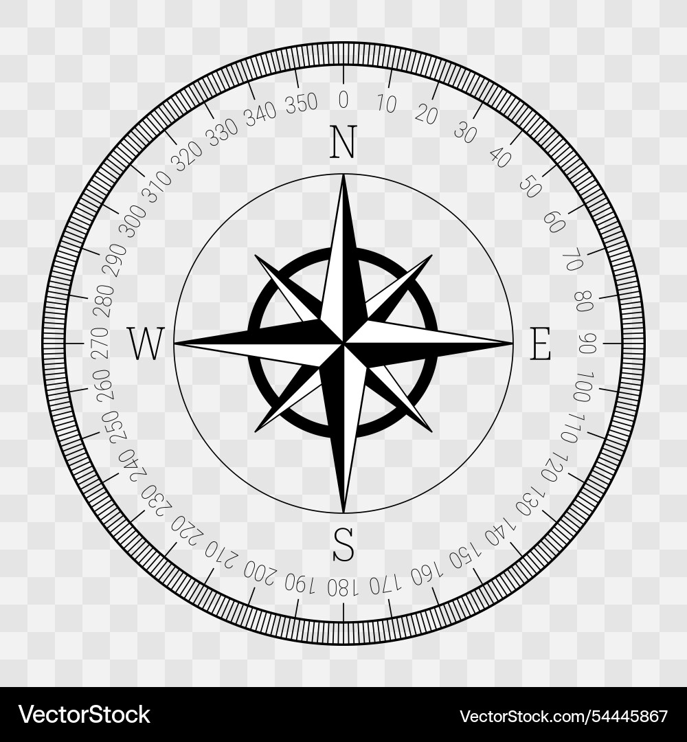 Compass star icon on checkered background Vector Image