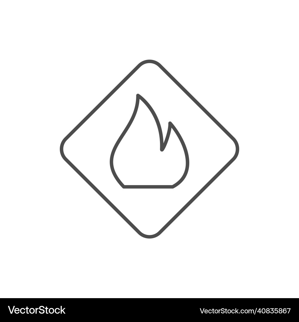 Flammable warning line outline icon Royalty Free Vector