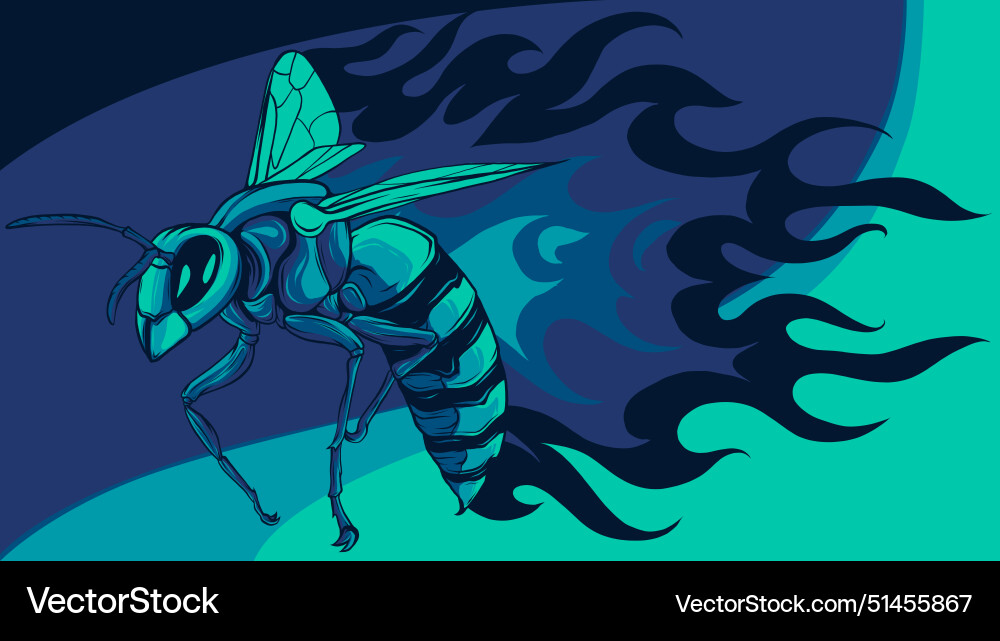 Honey bee with flames Royalty Free Vector Image