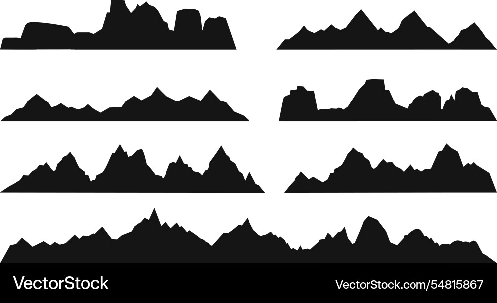 Mountain rock silhouettes rocks peaks black Vector Image