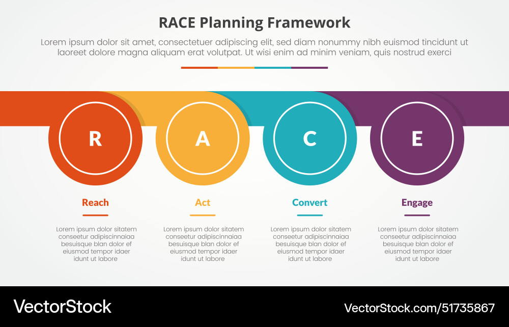 Race framework infographic concept for slide Vector Image
