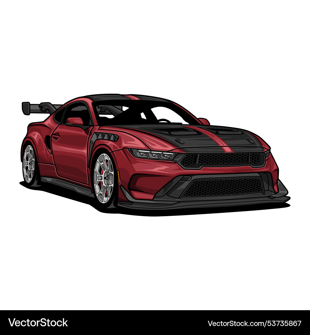 Red car mustang gtd performance Royalty Free Vector Image