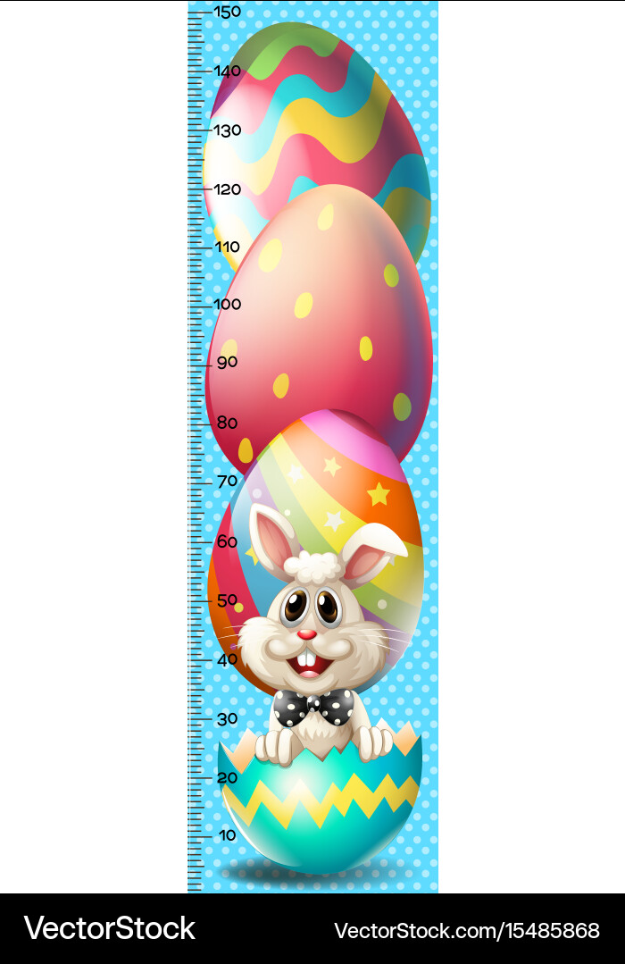 Growth mearsuring chart with easter bunny Vector Image