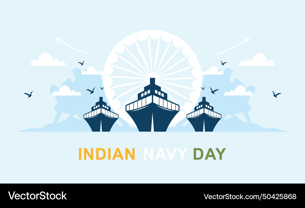 Indian navy day 4 december template Royalty Free Vector