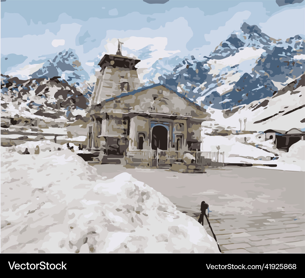Lord kedarnath temple poster dham Royalty Free Vector Image