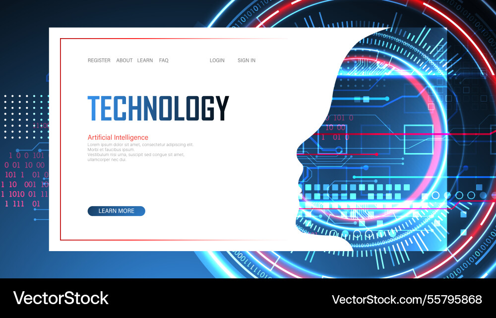 Technological digital ai concept landing page Vector Image