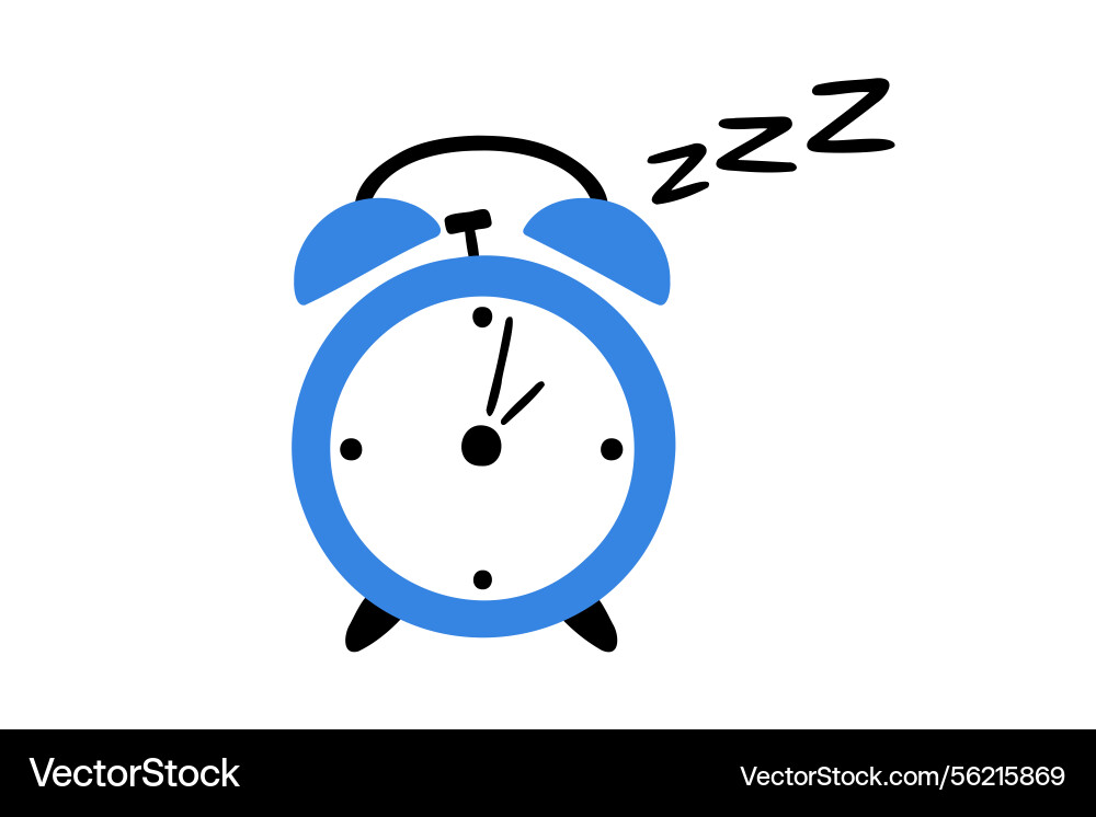 Blue alarm clock sleep time concept icon table Vector Image