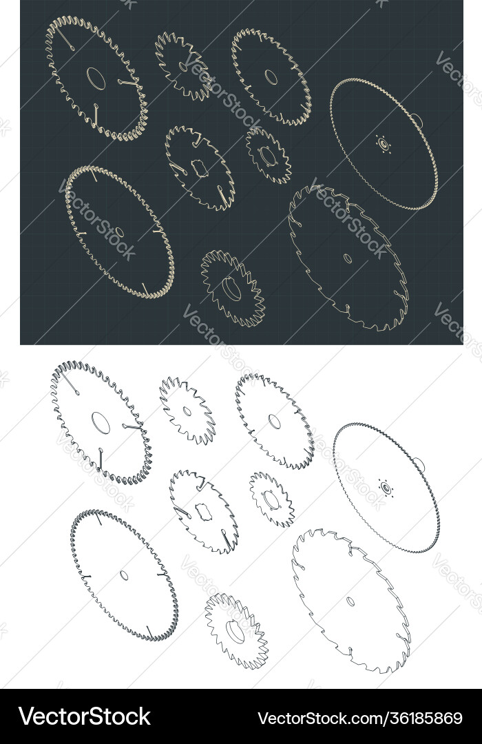 Circular Saw Blade Isometric Drawings Royalty Free Vector