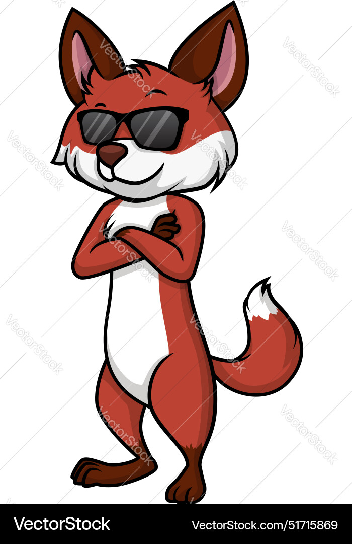 Cool fox with sunglasses cartoon Royalty Free Vector Image