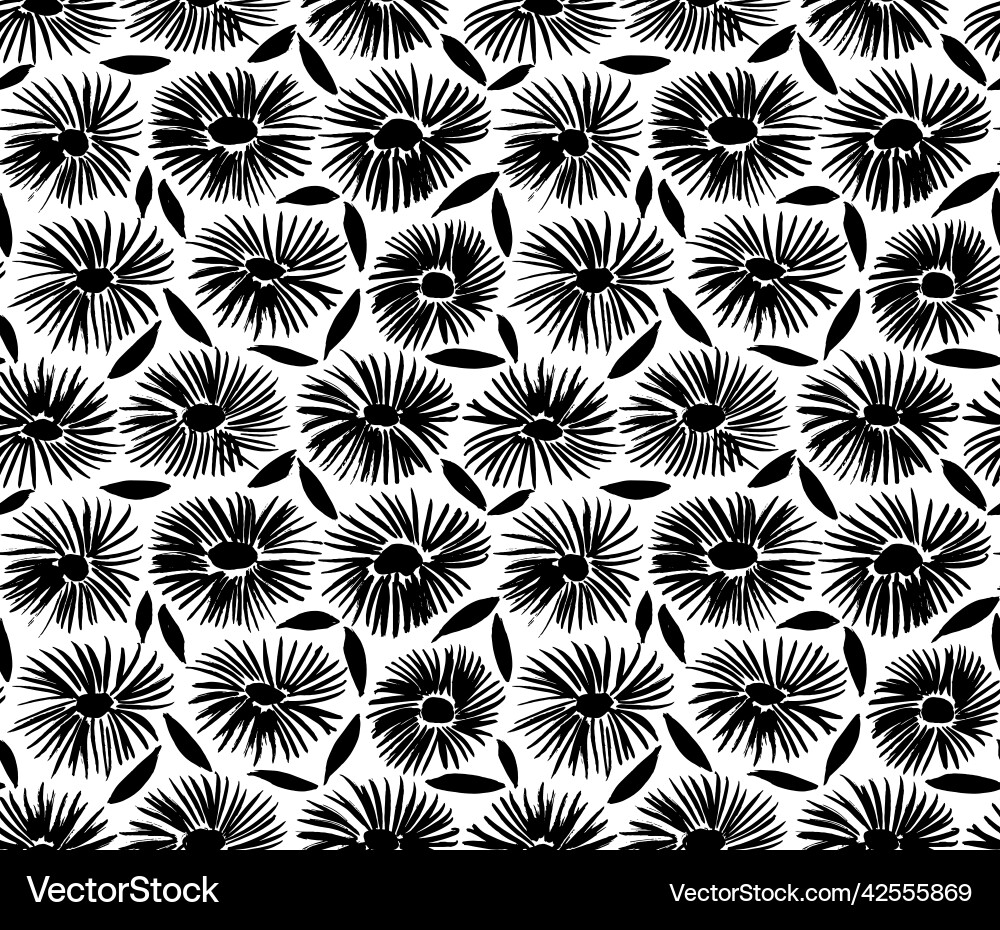 Floral seamless pattern with flower and leaves Vector Image