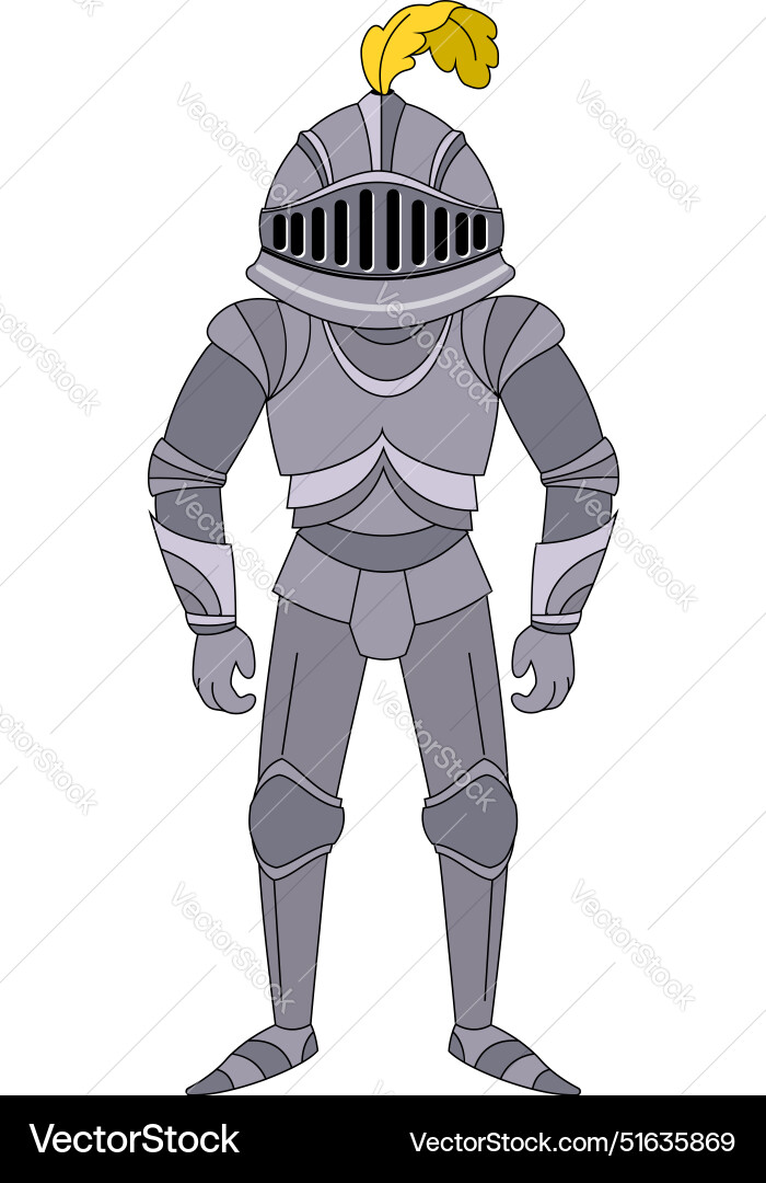 Medieval knight wearing armor standing guarding Vector Image