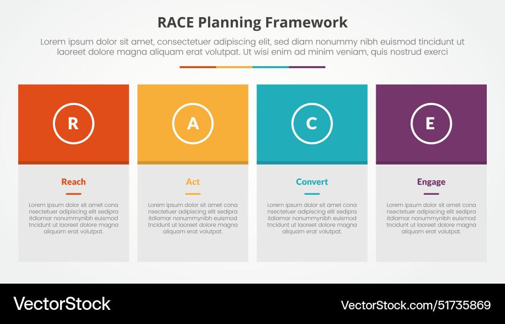Race framework infographic concept for slide Vector Image