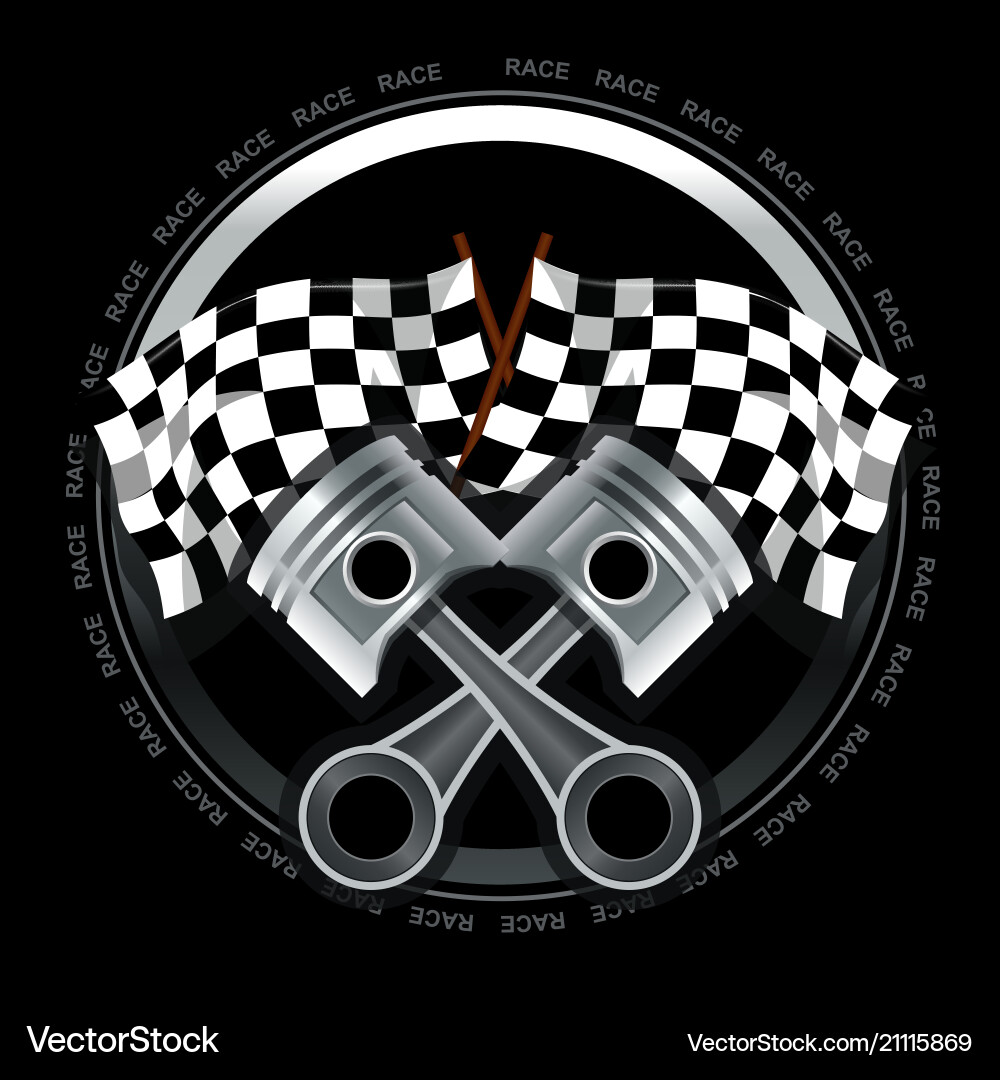Two pistons on race flag Royalty Free Vector Image