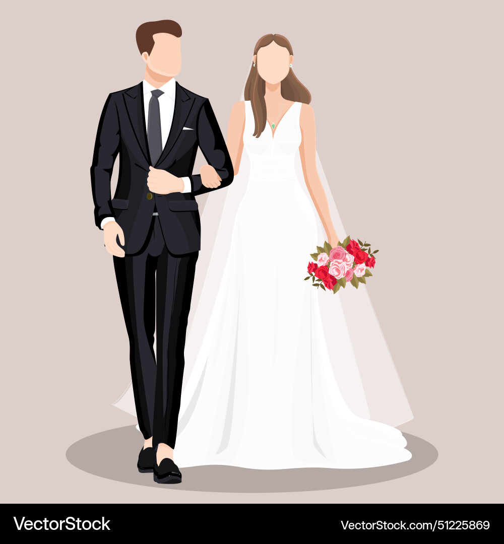 Wedding couple bride and groom Royalty Free Vector Image