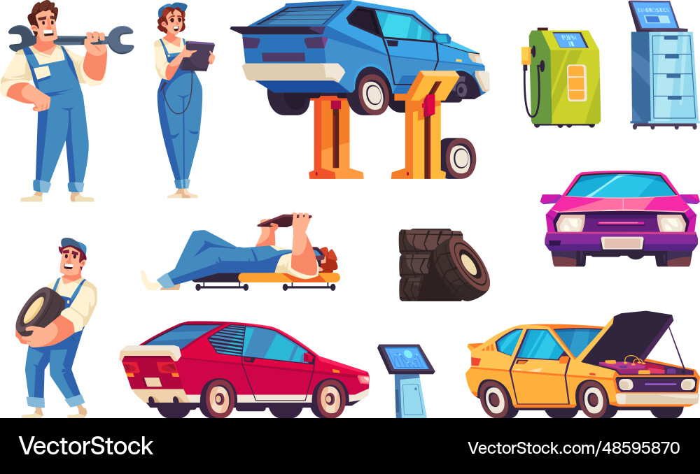 Auto service set Royalty Free Vector Image - VectorStock
